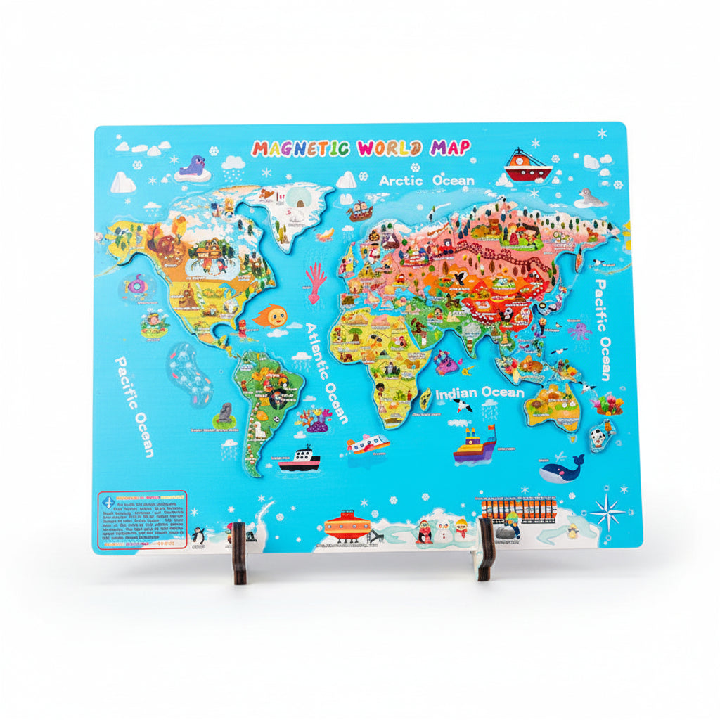Montessori Wooden Magnetic World Map Puzzle – WONDER KIIIDS